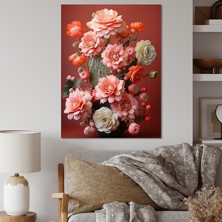 Designart "Coral Cluster Cactus Collage I" Floral Cactus Wall Art - Bed Bath & Beyond - 39933336
